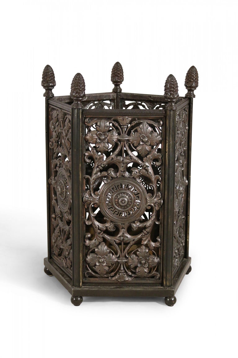 Pair of Italian Renaissance Style Metal Filigree Pentagonal Umbrella ...