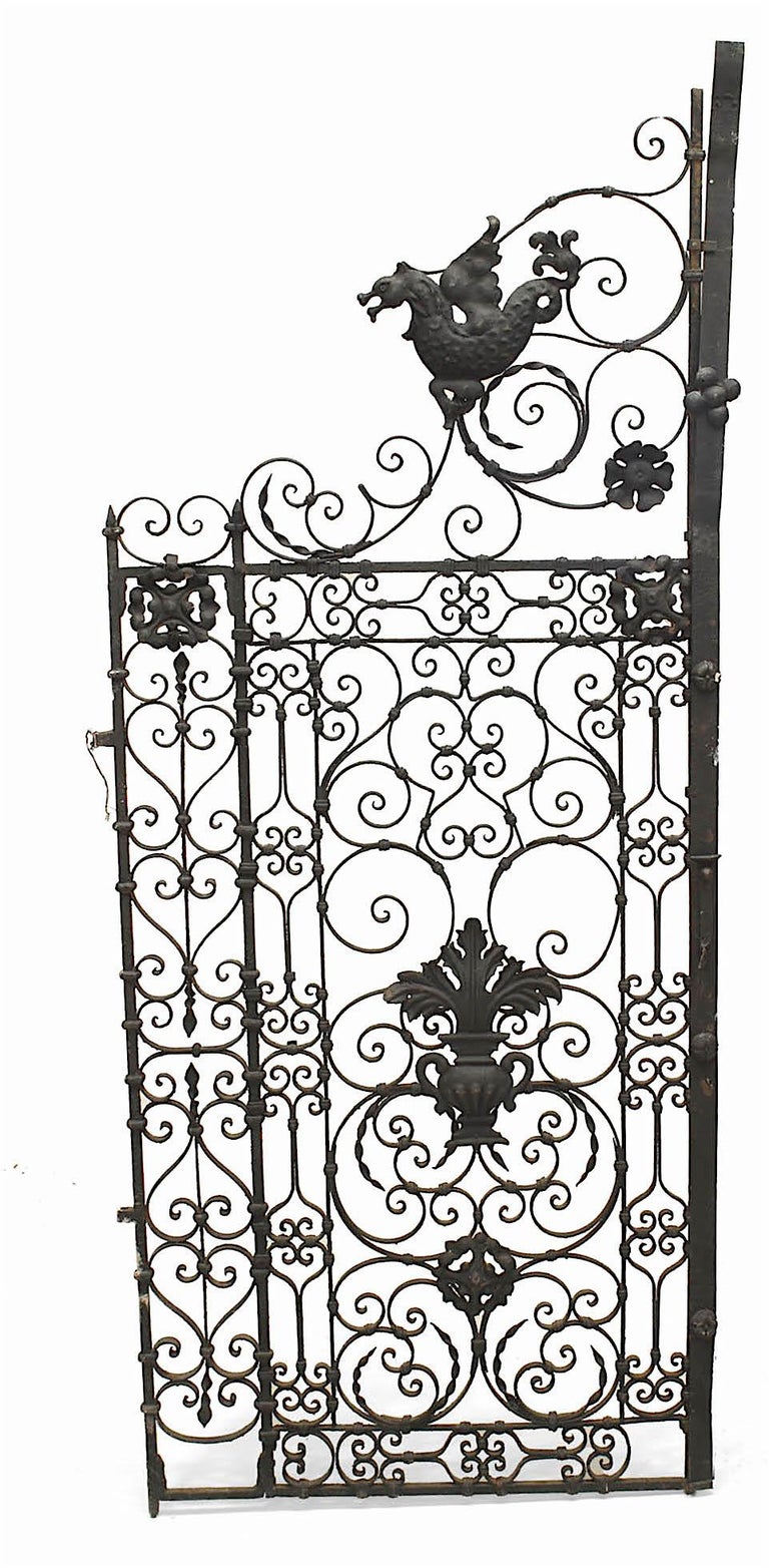 Pair of Italian Renaissance Style Black Iron Gates For Sale at 1stDibs
