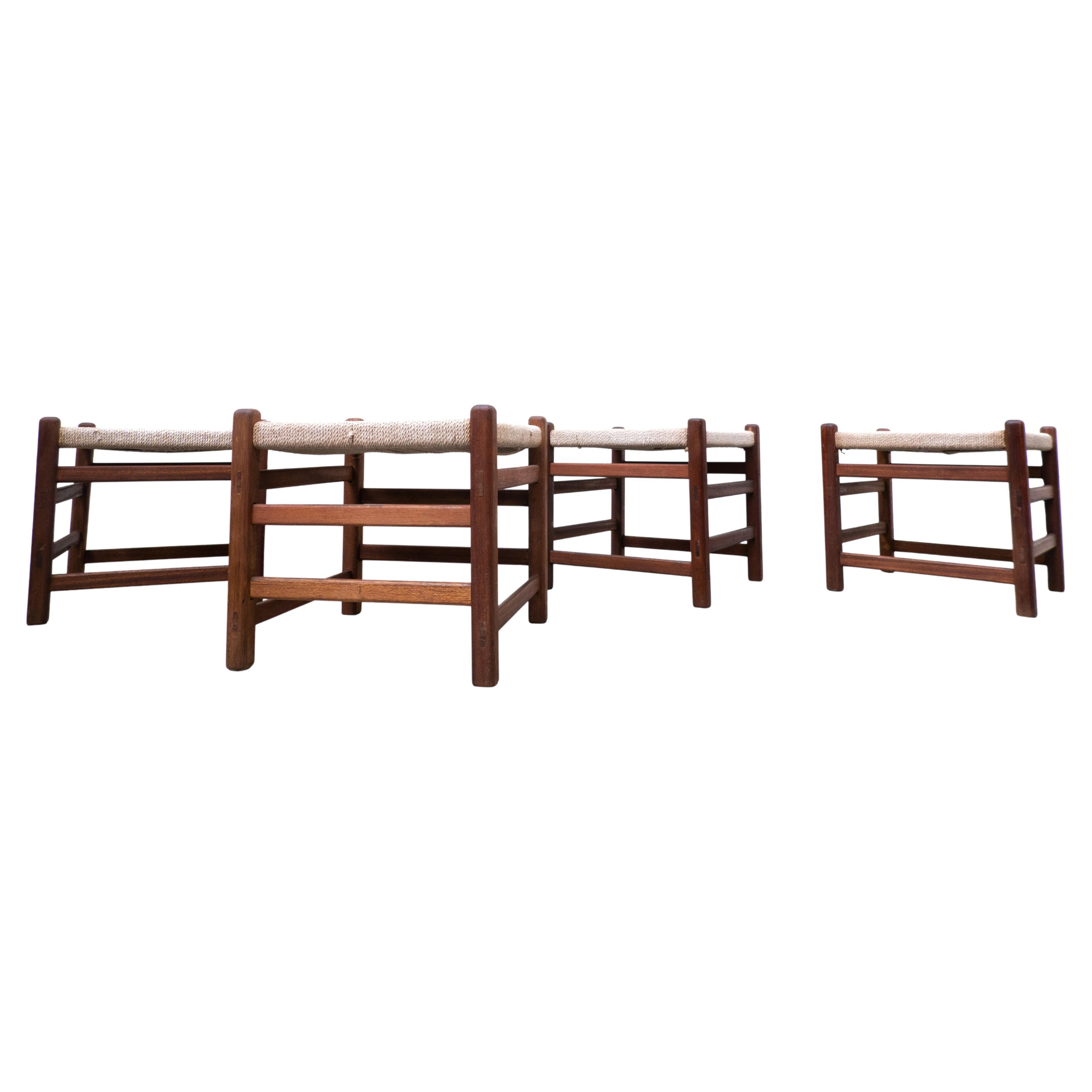 Pair of Hand-Carved Wood and Rope, Folding Chairs, Morocco at 1stDibs