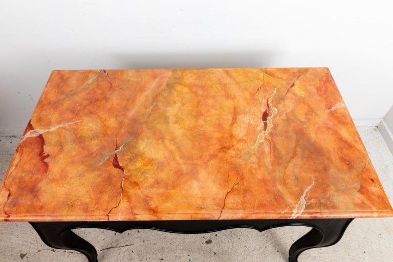 Pair of Italian Tables with Faux Marble Tops For Sale at 1stDibs