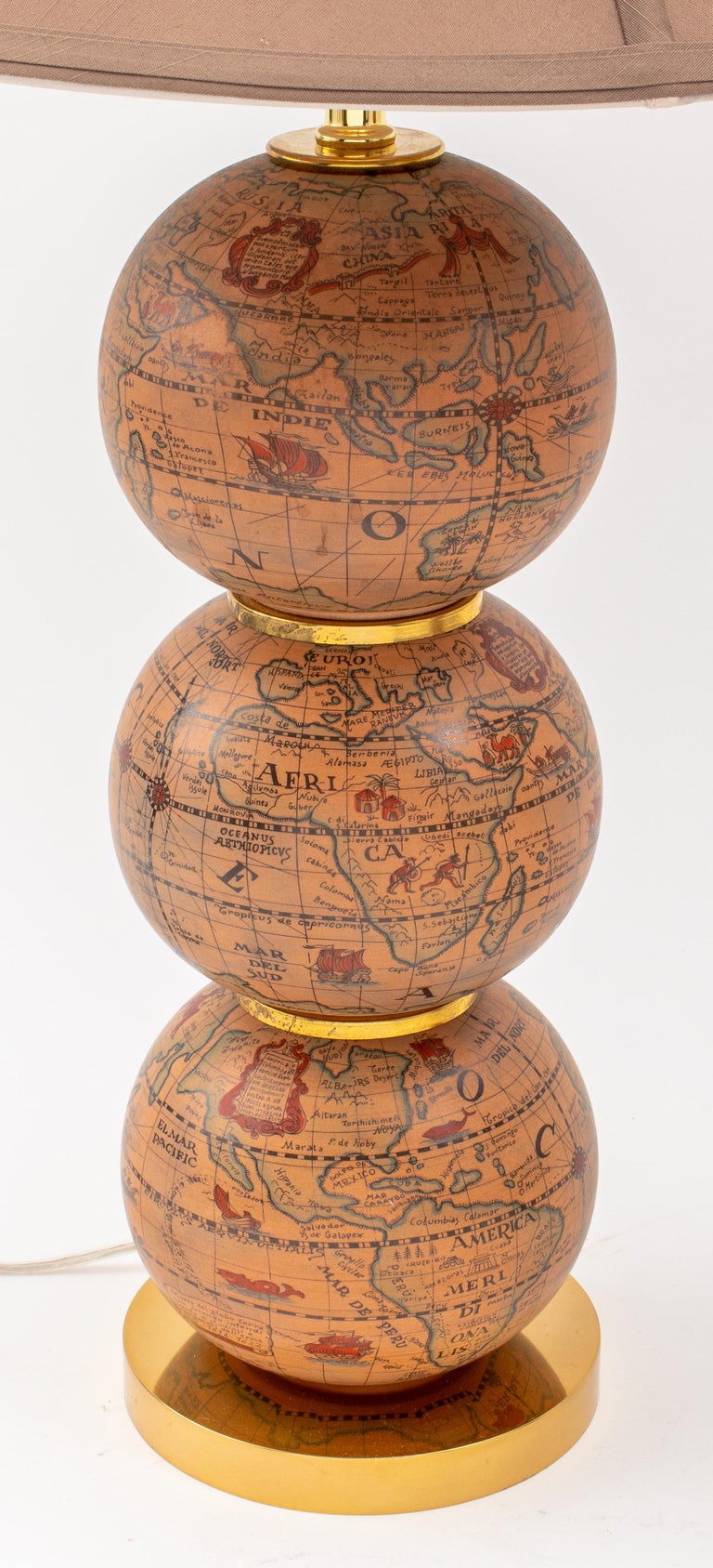 Pair of Italian Terracotta Paper Globe Lamps For Sale at 1stDibs