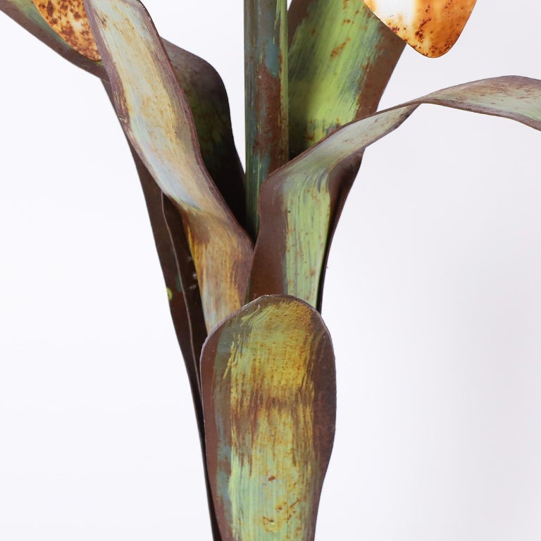 Pair of Italian Tole Flower Garnitures For Sale at 1stDibs