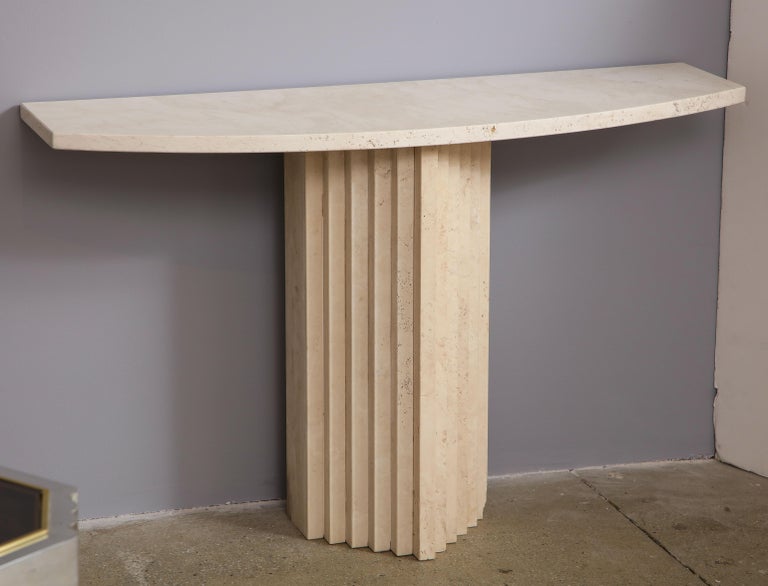 Pair of Italian Travertine Console Tables at 1stDibs