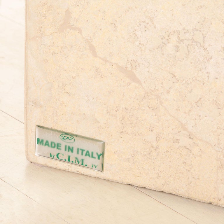 Pair of Italian Travertine Side Tables by CIM at 1stDibs