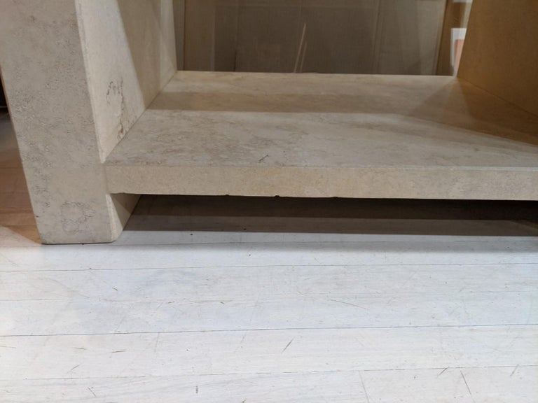 Pair of Italian Travertine Side Tables by CIM at 1stDibs