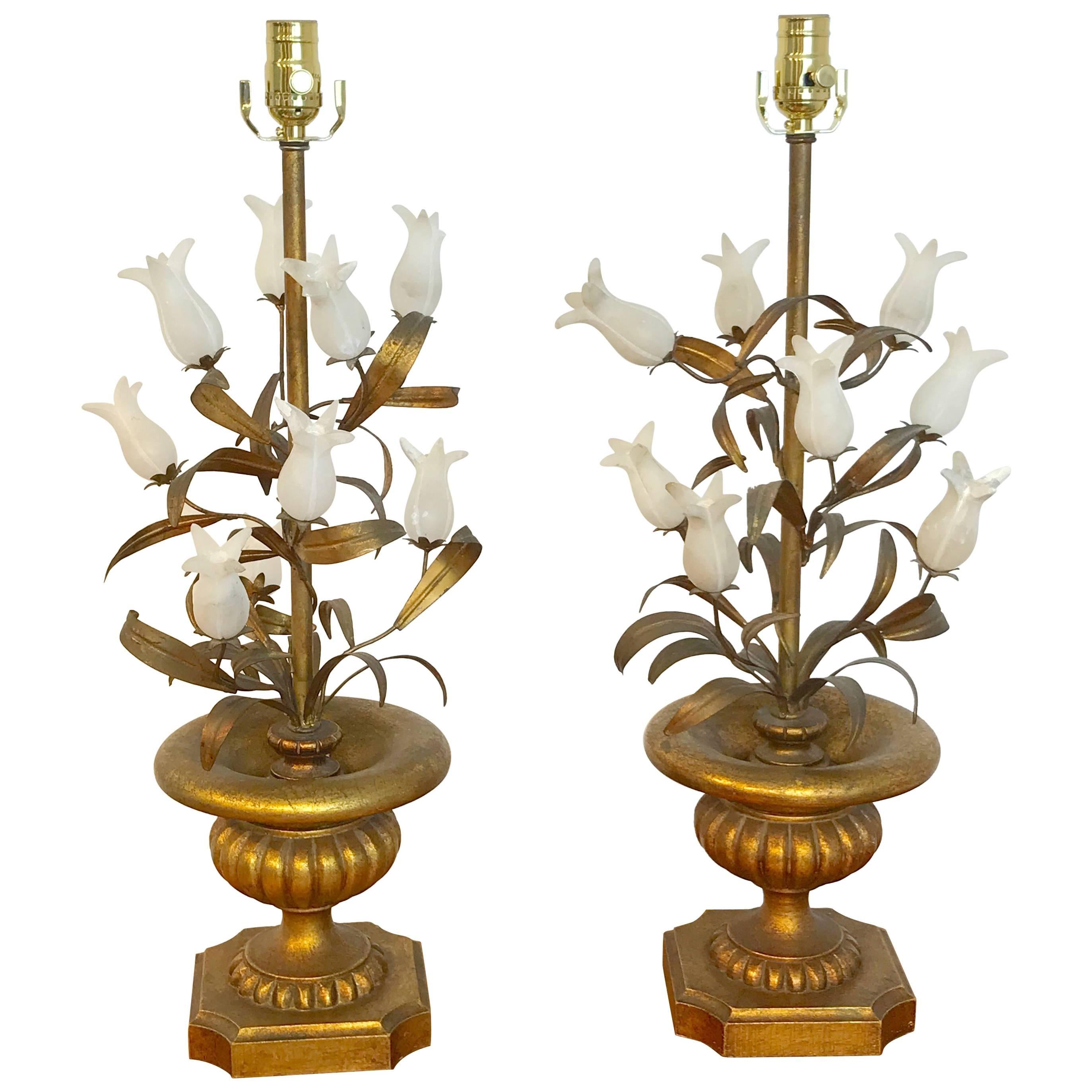 Pair of Italian Tulip Topiary Lamps For Sale at 1stDibs