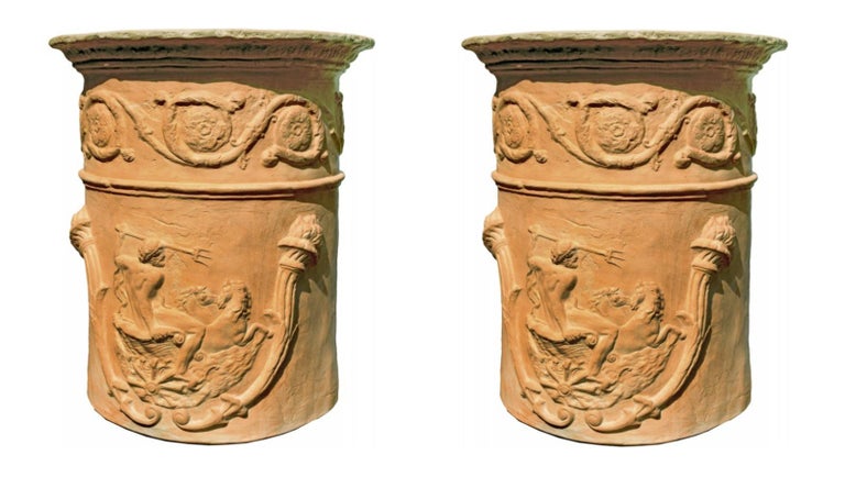 Pair of Italian Vase of Neptune, Cylindrical, Early 20th Century For ...