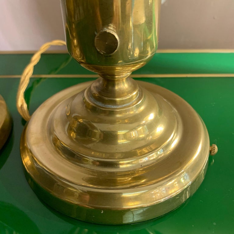 Pair of Italian Vintage Brass Clam Shell Nightstand Lamps, 1950s at 1stDibs
