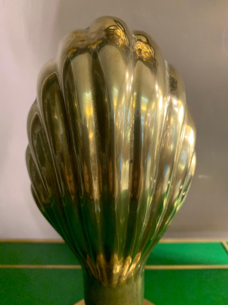Pair of Italian Vintage Brass Clam Shell Nightstand Lamps, 1950s at 1stDibs