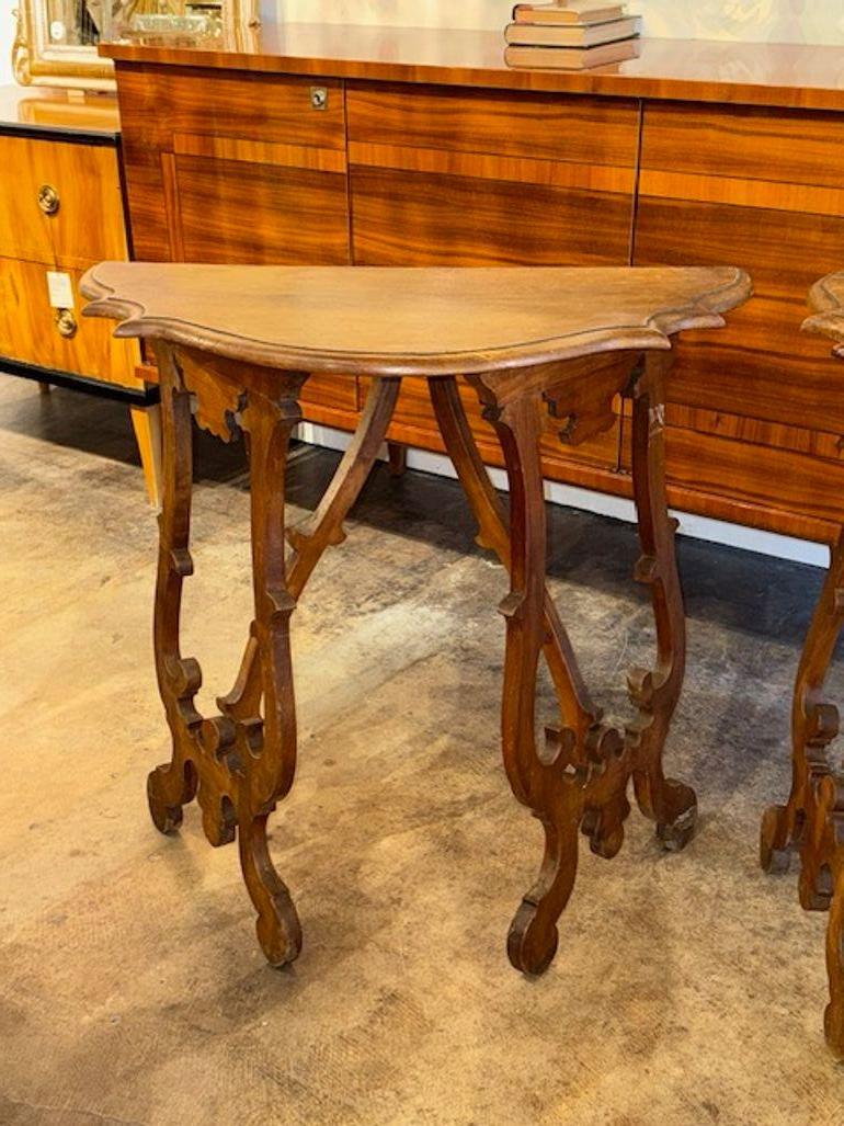Pair of Italian Walnut Consoles For Sale at 1stDibs