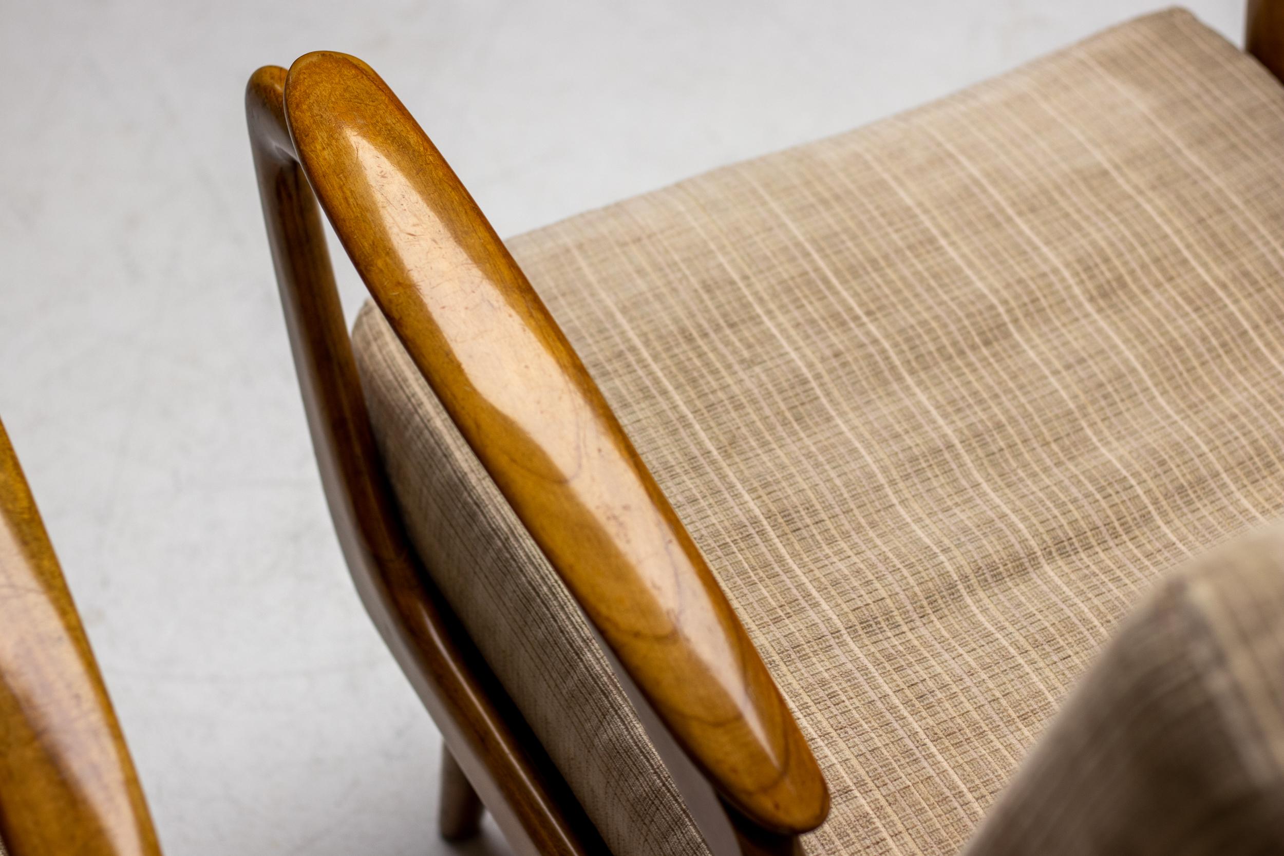 Pair of Italian Walnut Lounge Chairs For Sale at 1stDibs