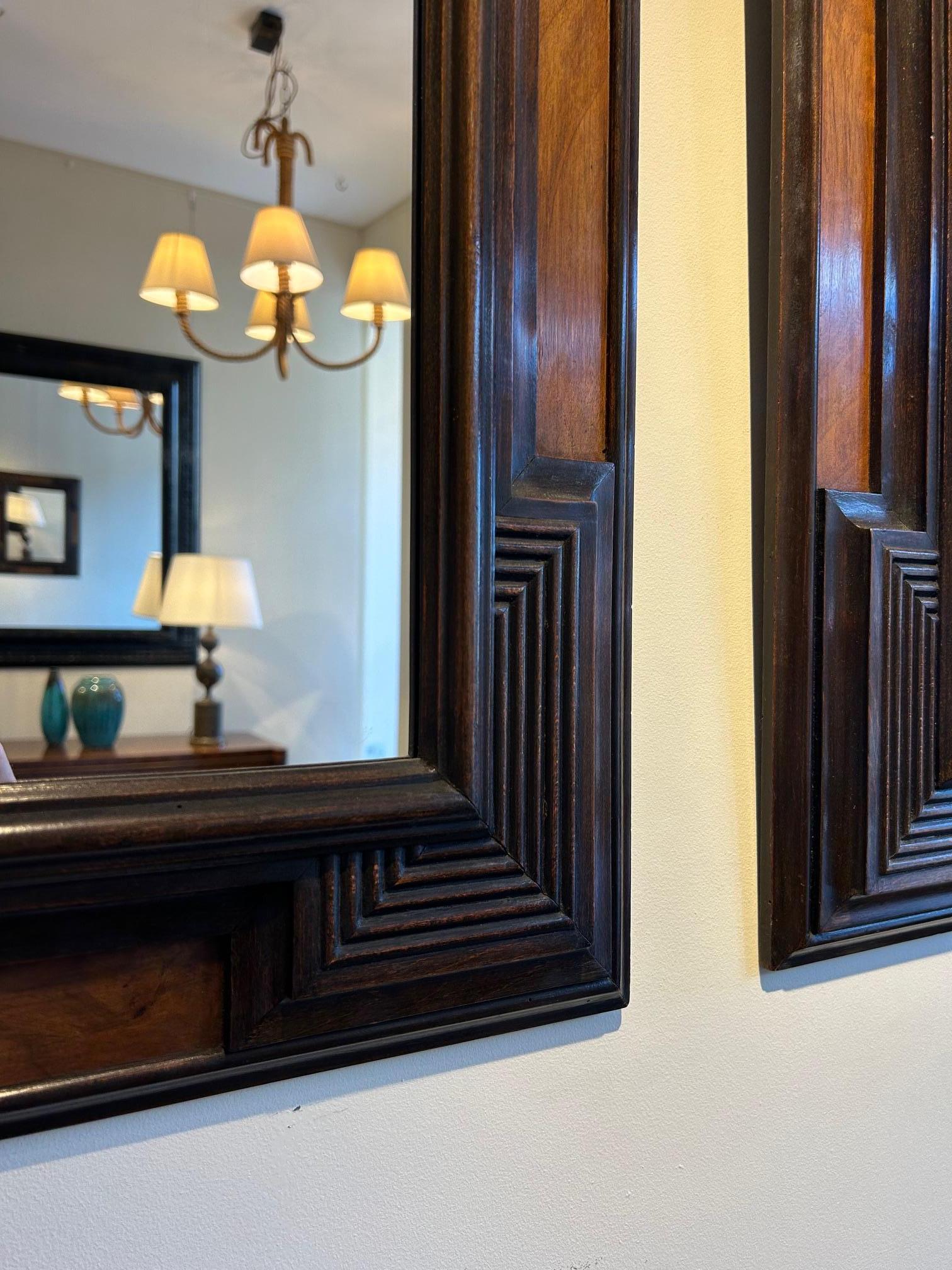 Pair of Italian Walnut Mirrors For Sale at 1stDibs