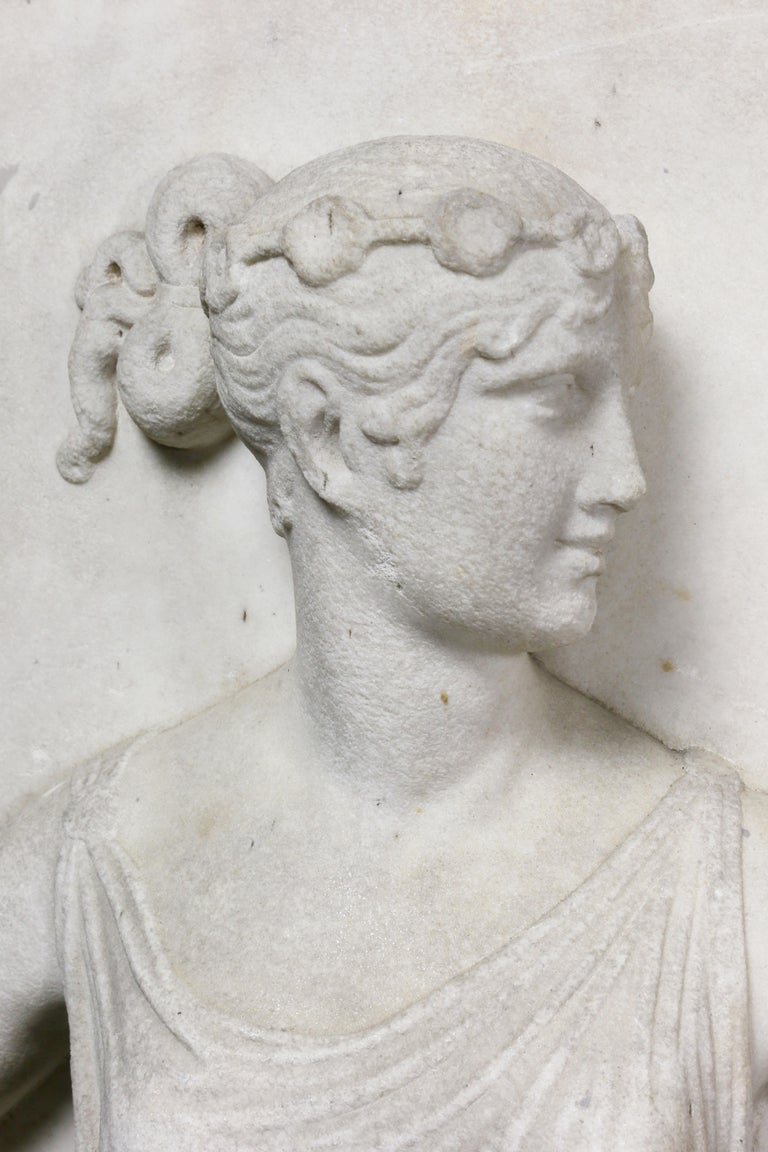 Pair of Italian White Marble Bas Reliefs of Muses at 1stDibs