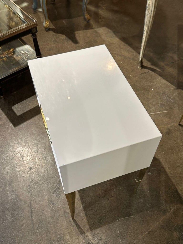 Pair of Italian White Piano Lacquer Side Tables For Sale at 1stDibs