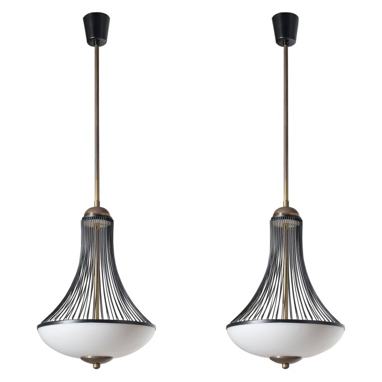 Pair of Italian Wire Pendants, 1950s at 1stDibs
