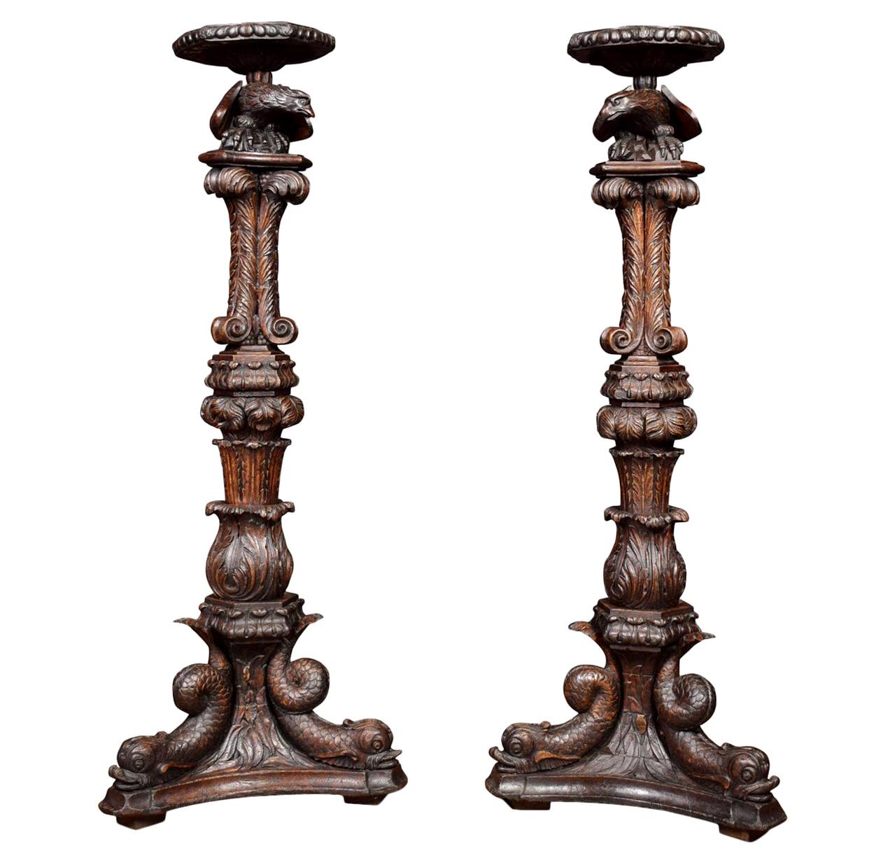 Pair of Jacobean Stands For Sale at 1stDibs