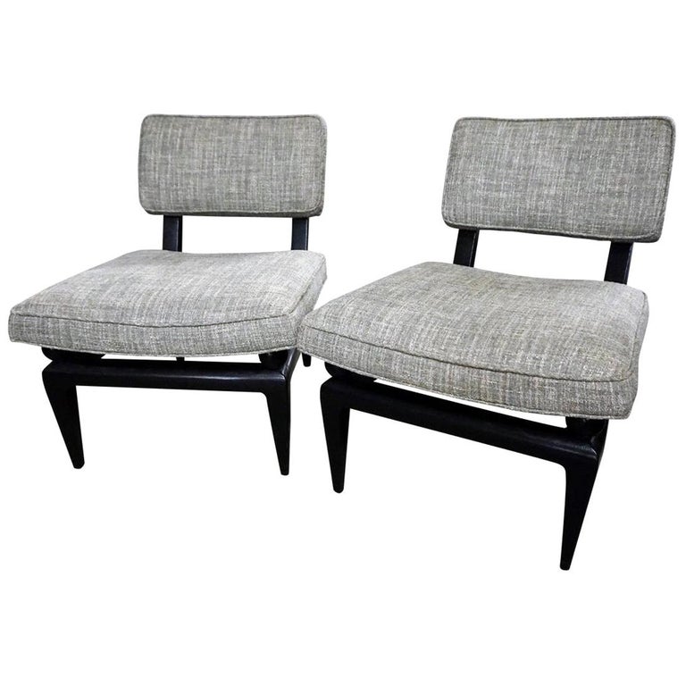 Pair of James Mont Bench Made Slipper Chairs at 1stDibs