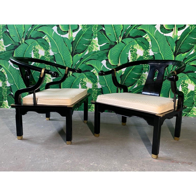 Pair of James Mont Style Horseshoe Chairs by Century at 1stDibs