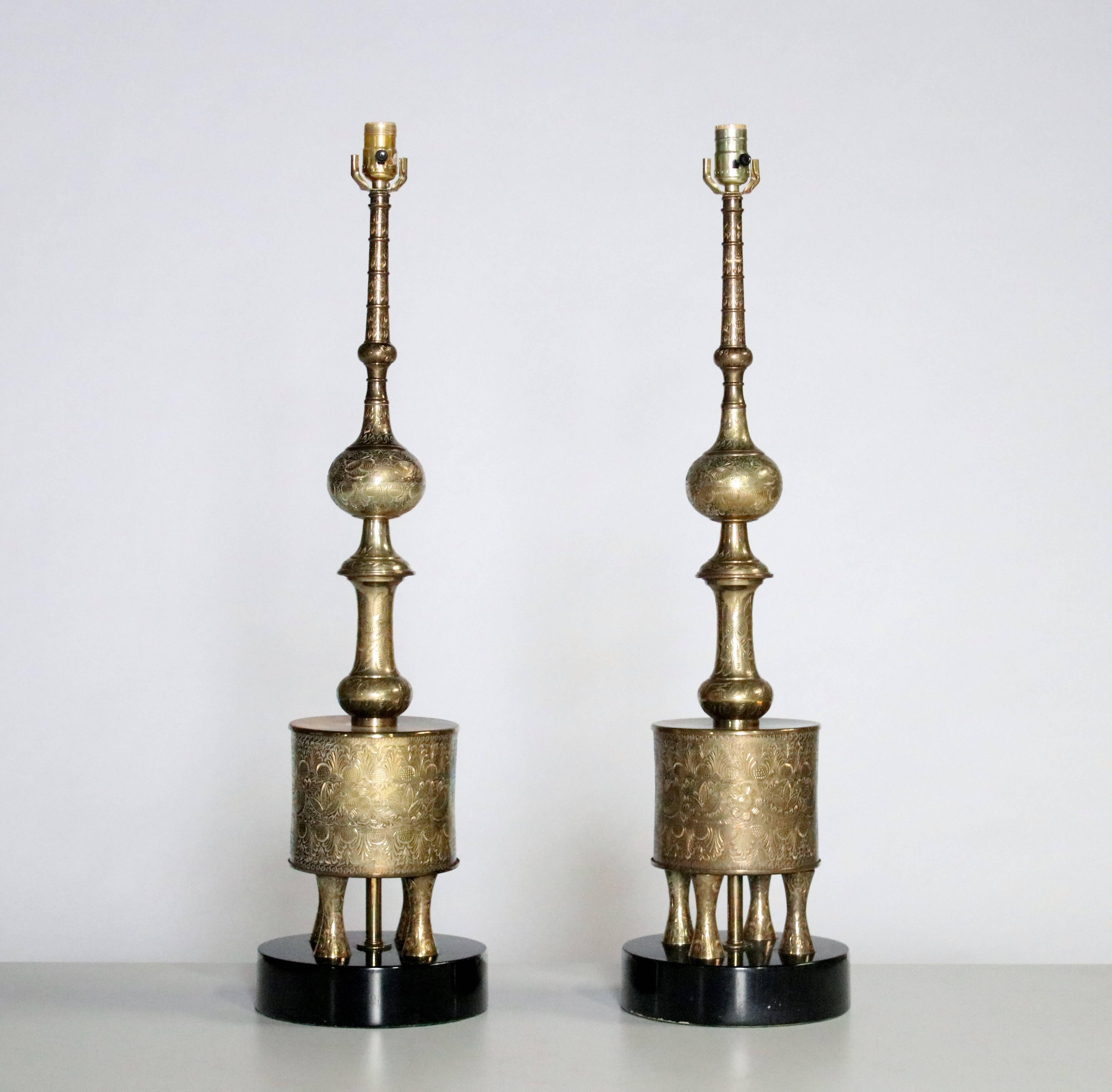 Pair of James Mont Style Lamps at 1stDibs