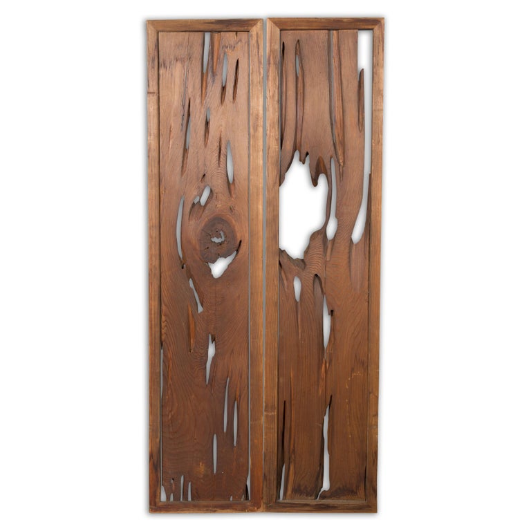 Pair of Japanese 19th Century Ranma Transom Panels with Carved Openwork ...