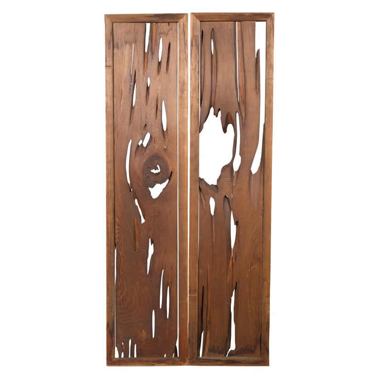 Pair of Japanese 19th Century Ranma Transom Panels with Carved Openwork ...