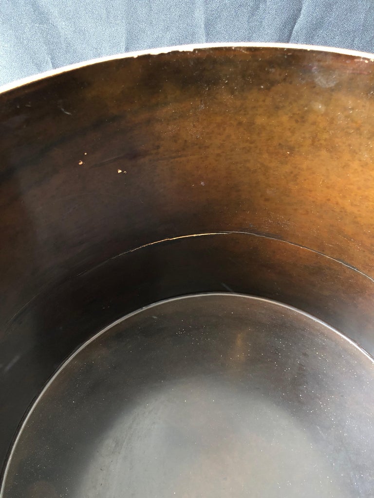 Pair of Japanese Black and Gold Lacquer Round Hokkai Picnic/ Hat Boxes ...