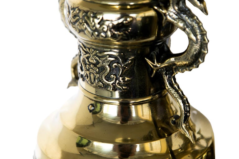 Pair of Japanese Brass Vases For Sale at 1stDibs