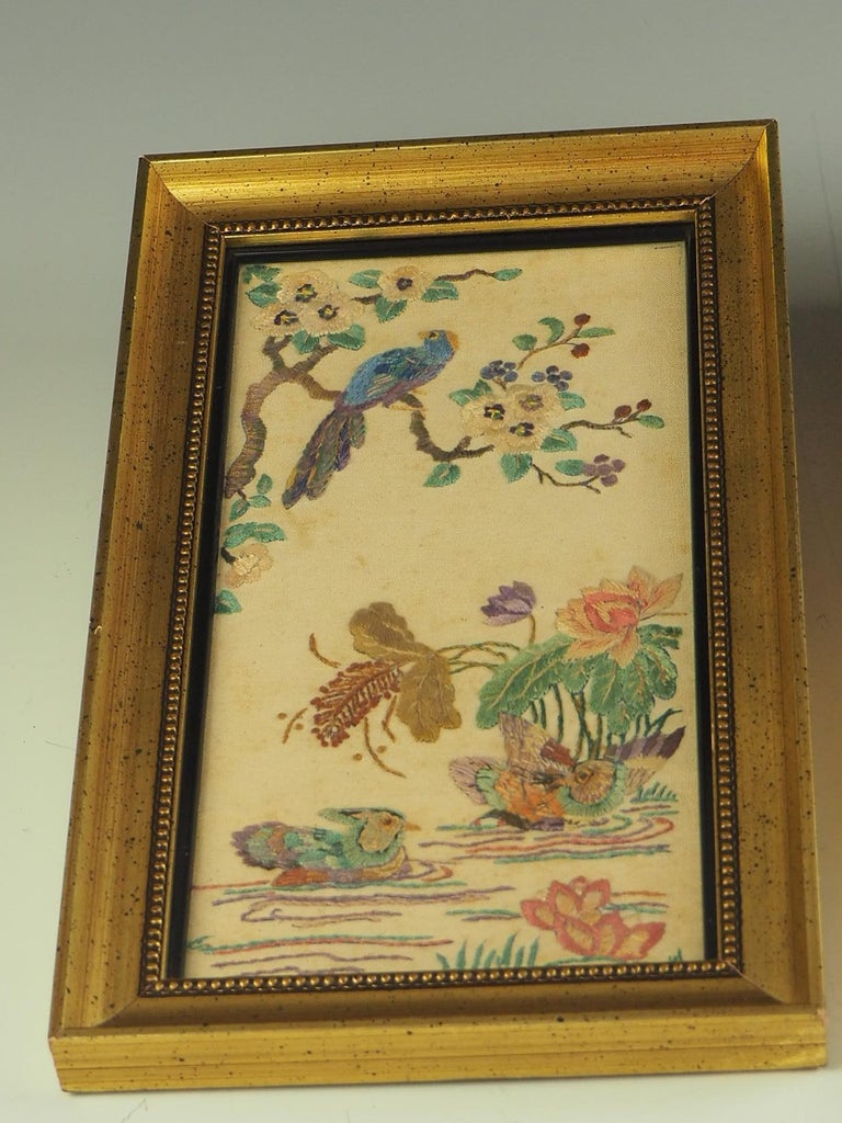 Pair of Japanese Embroidered Framed Pictures For Sale at 1stDibs