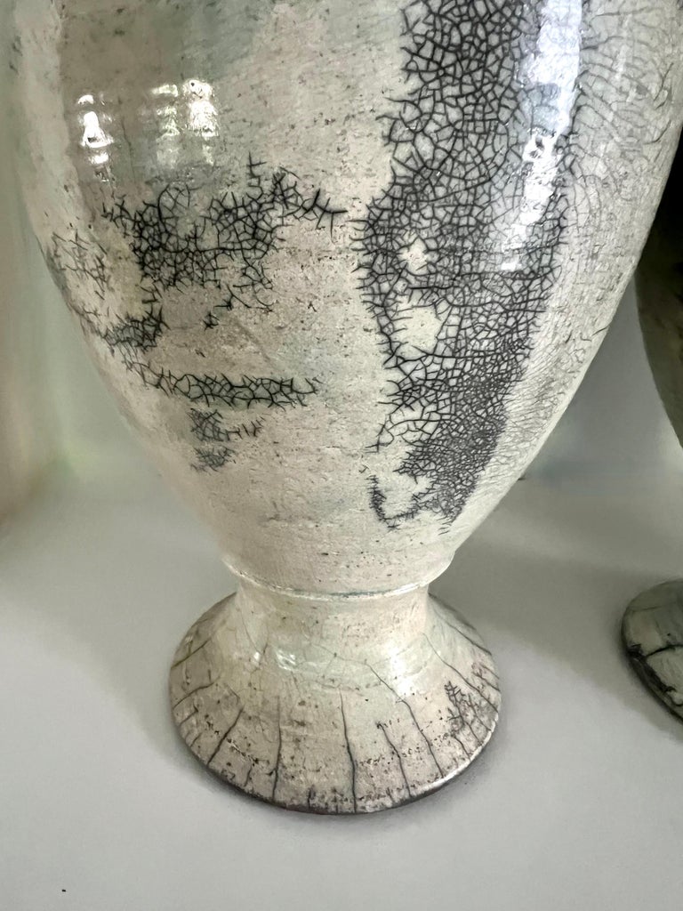 Pair of Japanese Fired Raku Pottery Glazed Urn Table Lamps For Sale at ...