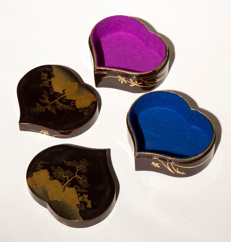 Pair of Japanese Heart Shaped Lacquer Jewelry Boxes, 19th Century at ...