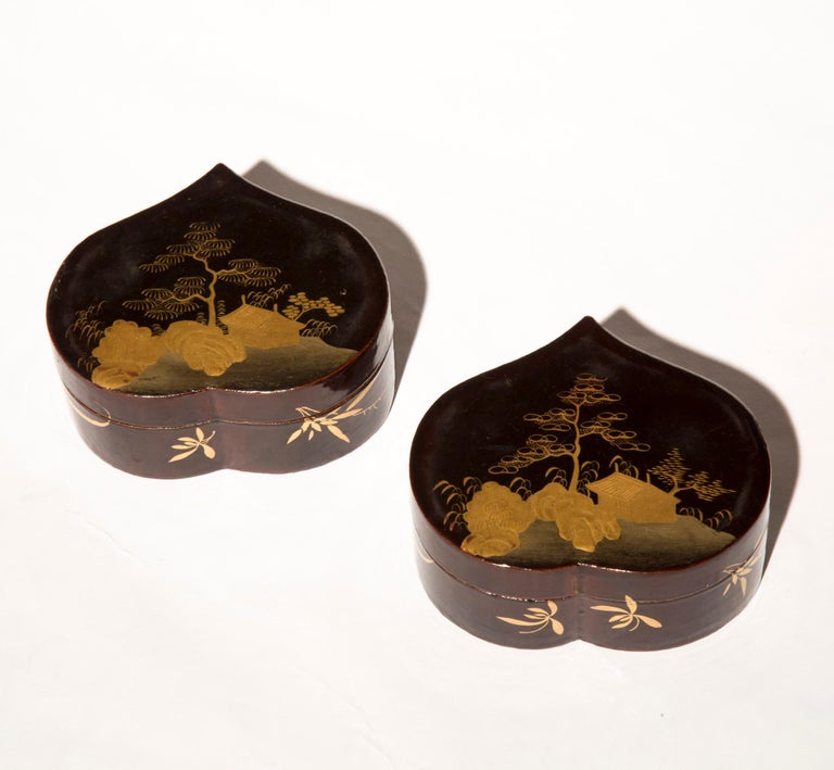 Pair of Japanese Heart Shaped Lacquer Jewelry Boxes, 19th Century at ...