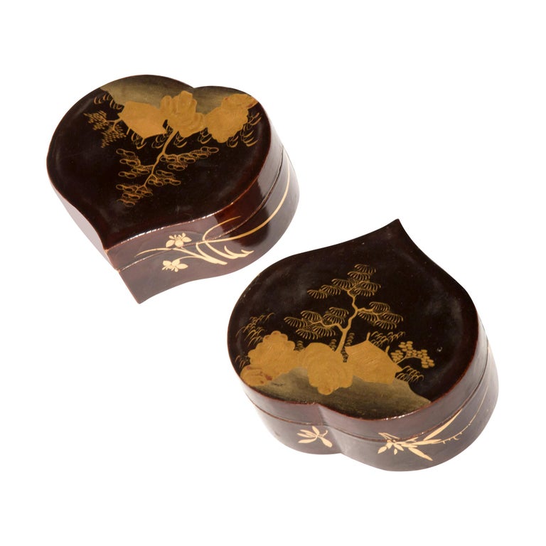 Pair of Japanese Heart Shaped Lacquer Jewelry Boxes, 19th Century at ...