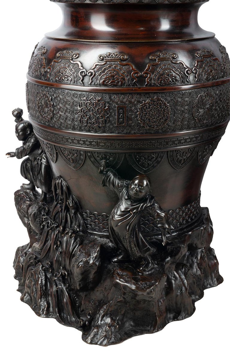 Pair of Japanese Meiji Period Bronze Koros at 1stDibs