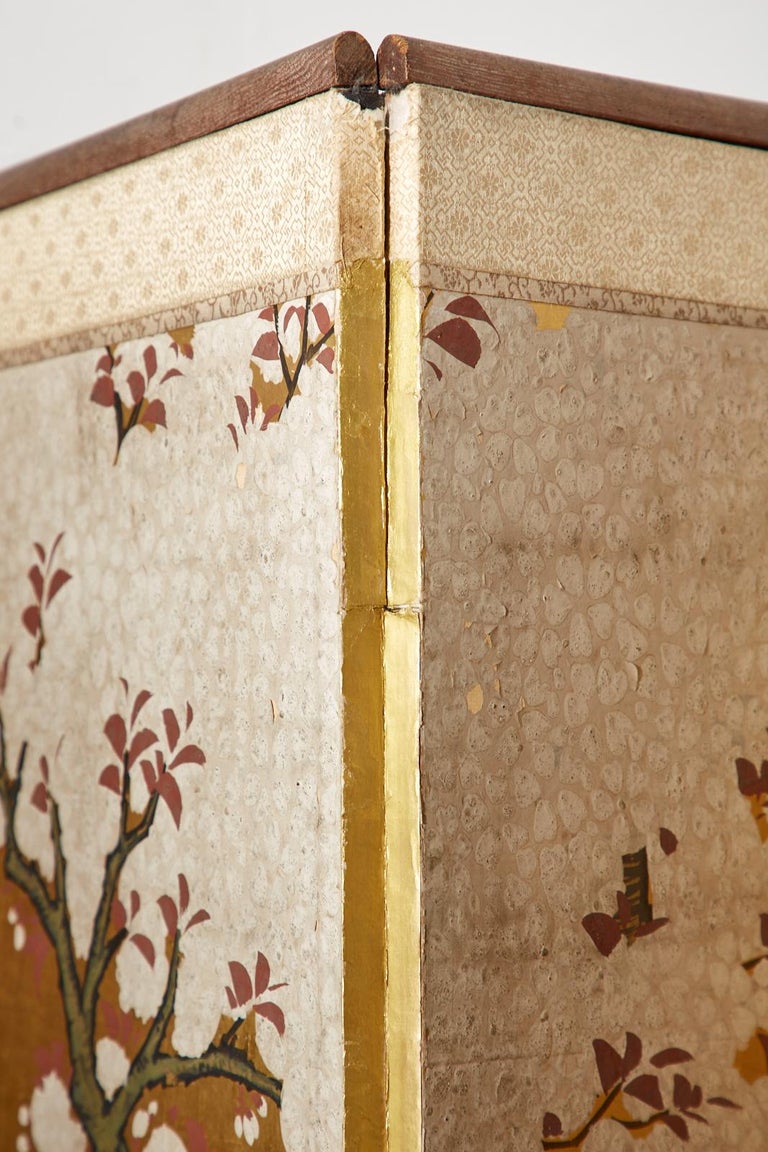 Pair of Japanese Meiji Six Panel Screens of Seasonal Landscapes For ...