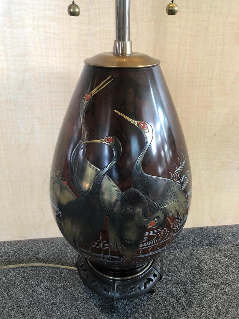 Pair of Japanese Mixed Metal Table Lamps by Marbro Lamp Company at 1stDibs