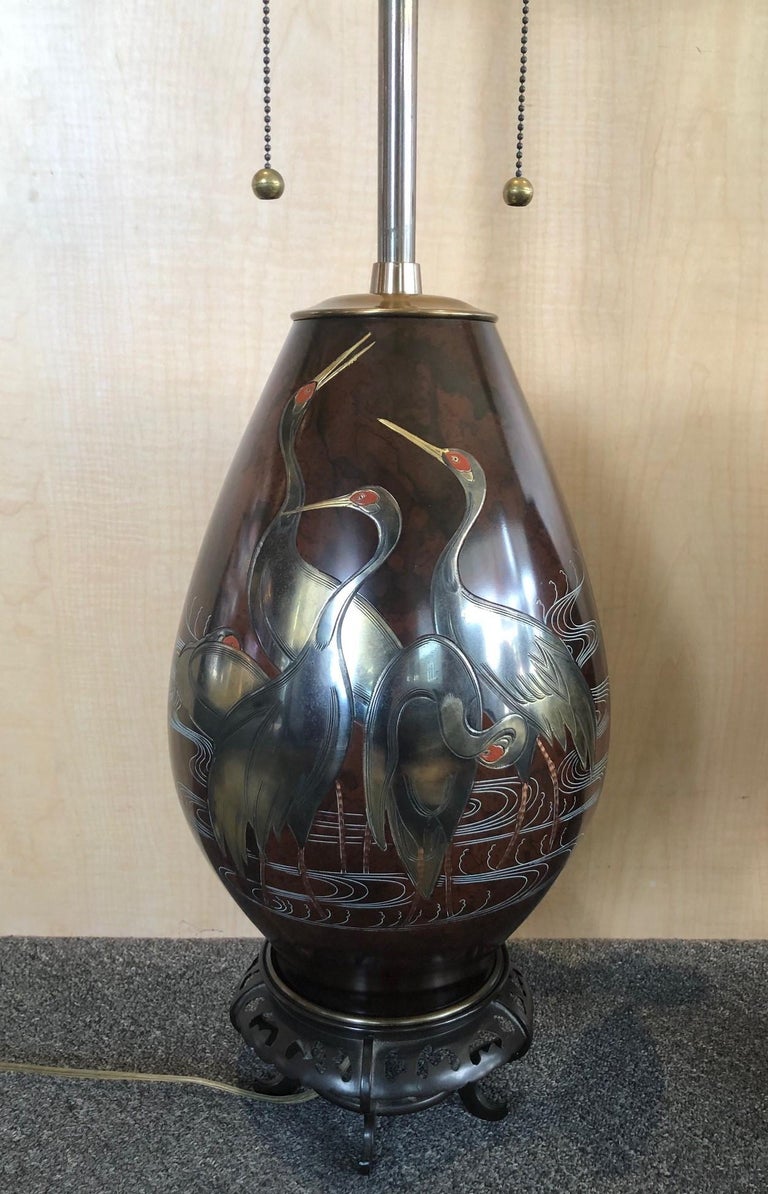 Pair of Japanese Mixed Metal Table Lamps by Marbro Lamp Company at 1stDibs
