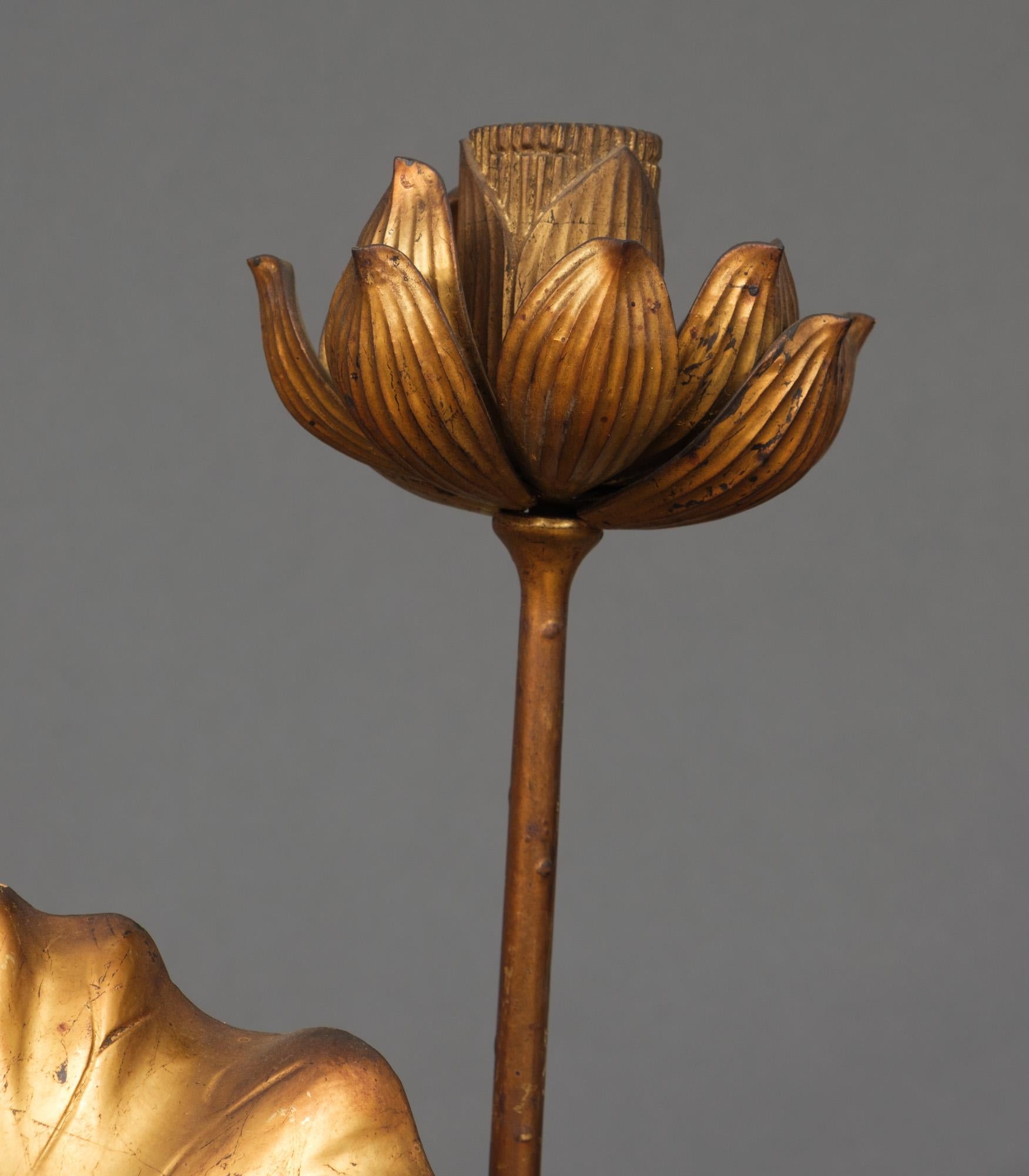 Pair of Japanese Sets of Gilded Temple Flowers in Lacquered Vases 常花 ...