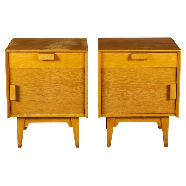 Pair of Jens Risom Danish Mid-Century Blond Oak Bedside Table ...