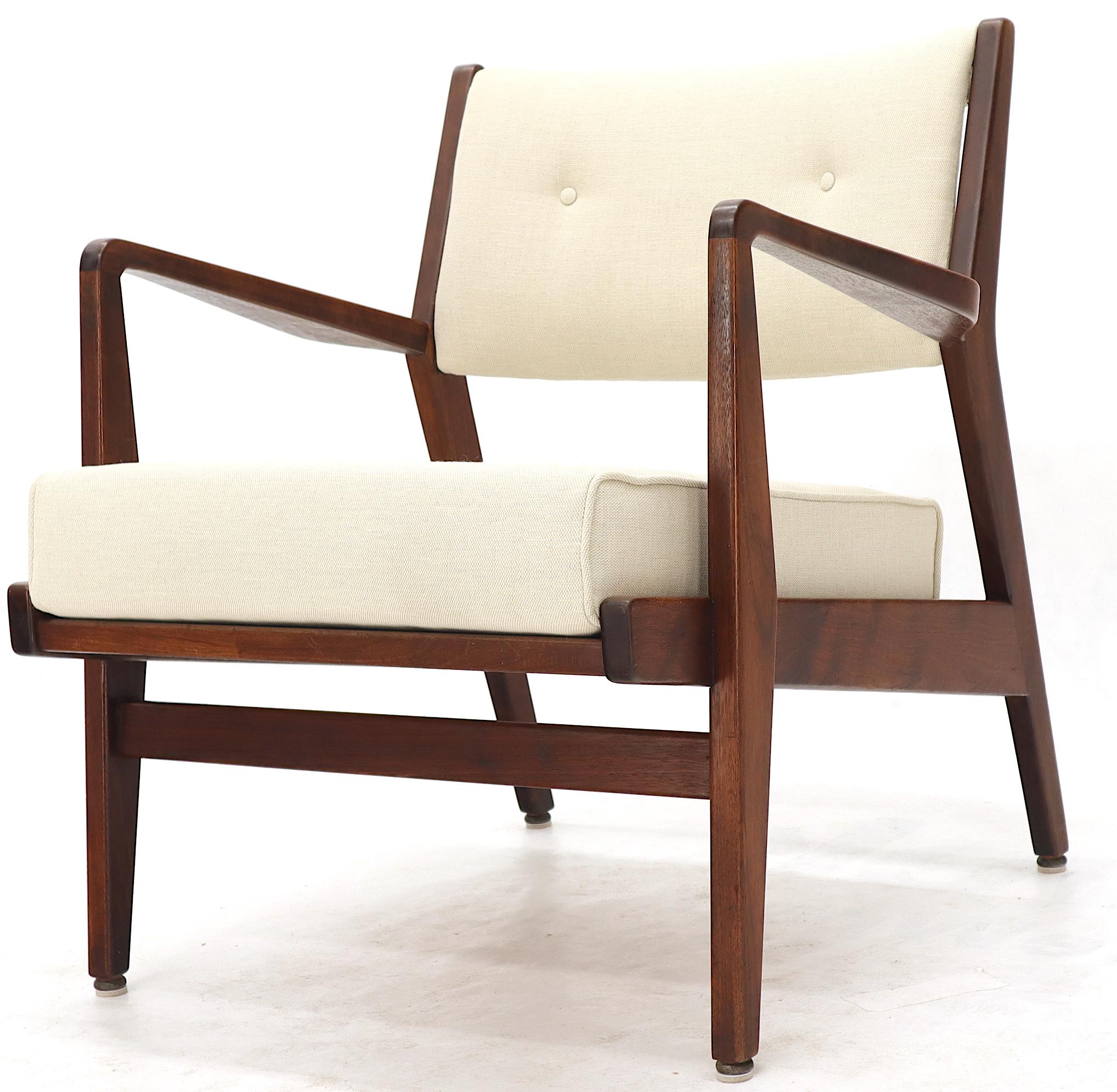 Pair of Jens Risom Walnut Lounge Chairs New Upholstery For Sale at 1stDibs