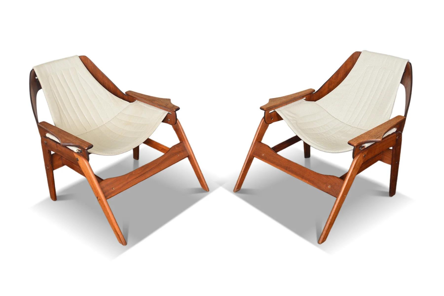 Pair of Jerry Johnson Sling Chairs in Walnut For Sale at 1stDibs