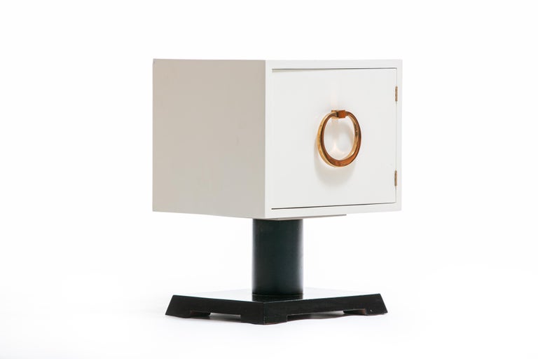 Pair of Johan Tapp Nightstands with Oversized Brass Ring Pulls, circa ...