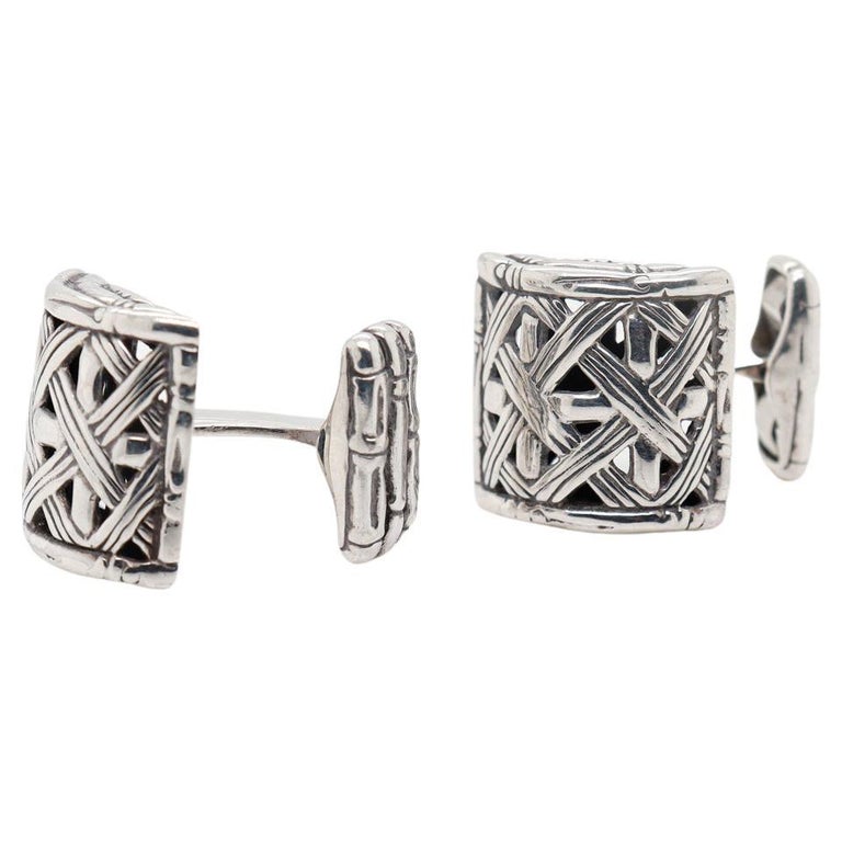 Pair of John Hardy Sterling Silver Bamboo Cufflinks For Sale at 1stDibs