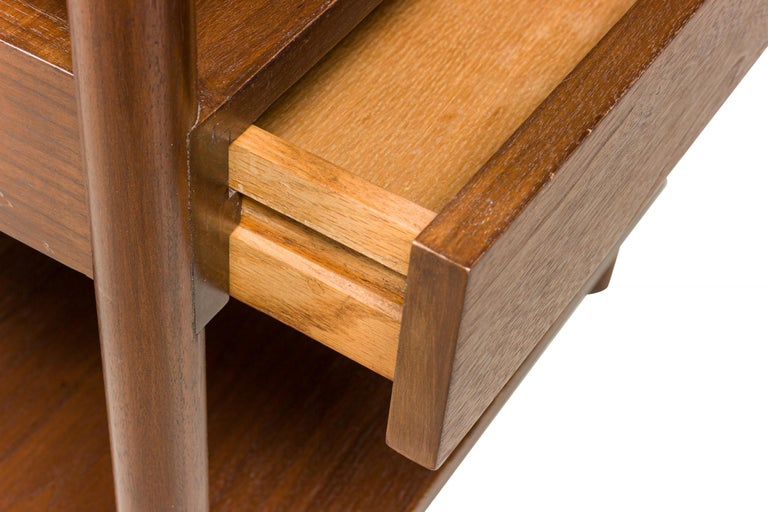 Pair of John Stuart American Mid-Century Walnut Dowel Leg Open Design ...