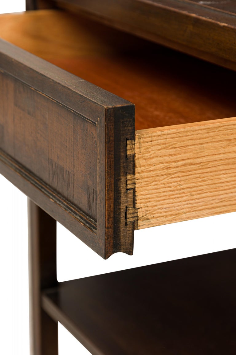 Pair of John Stuart Wooden Single Drawer Two-Tier End / Side Tables For ...