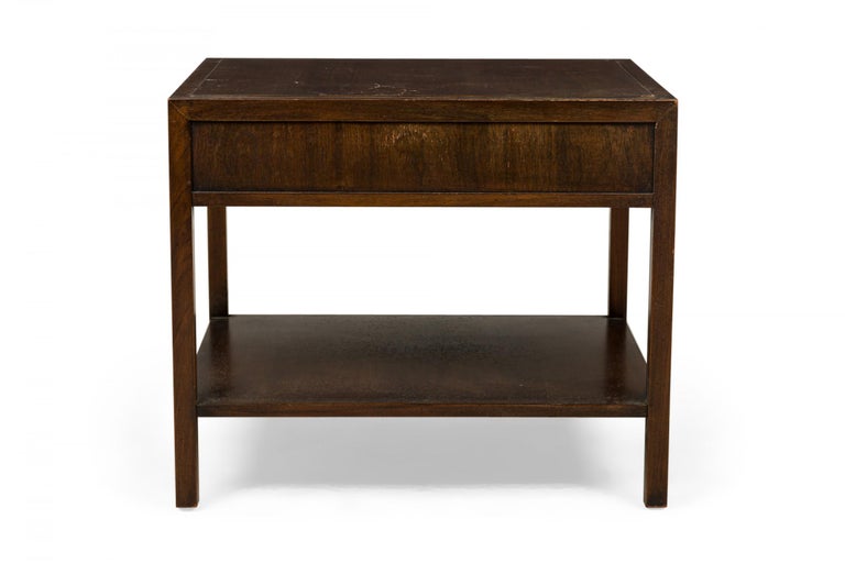 Pair of John Stuart Wooden Single Drawer Two-Tier End / Side Tables For ...