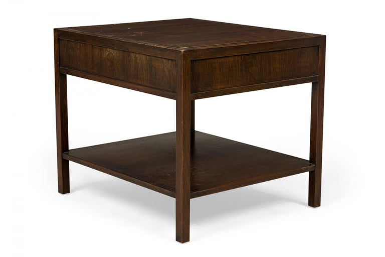 Pair of John Stuart Wooden Single Drawer Two-Tier End / Side Tables For ...