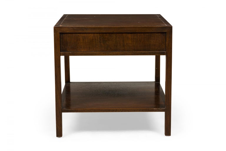 Pair of John Stuart Wooden Single Drawer Two-Tier End / Side Tables For ...