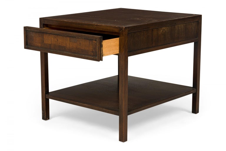 Pair of John Stuart Wooden Single Drawer Two-Tier End / Side Tables For ...