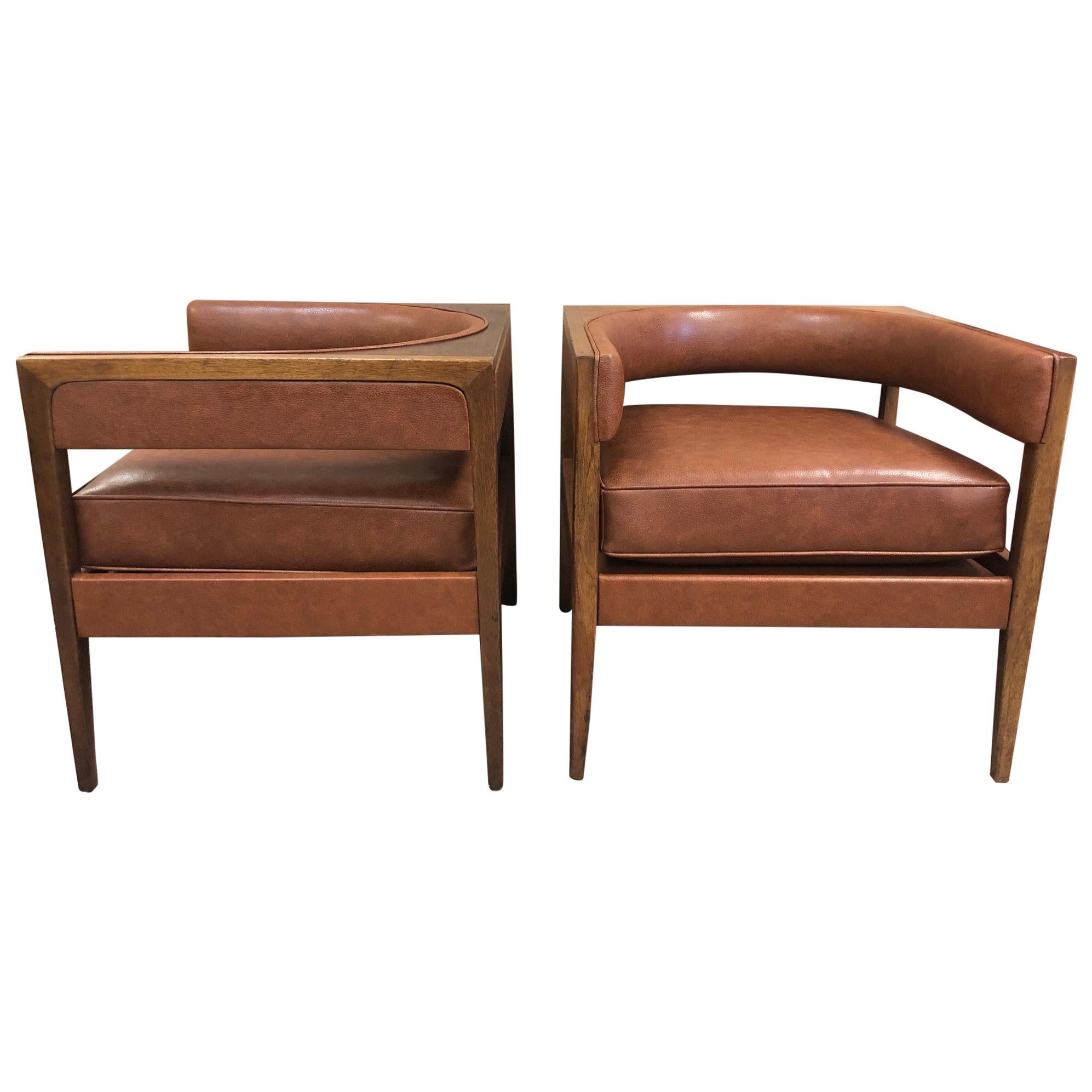Pair of John Van Koert Walnut Lounge Chairs For Sale at 1stDibs