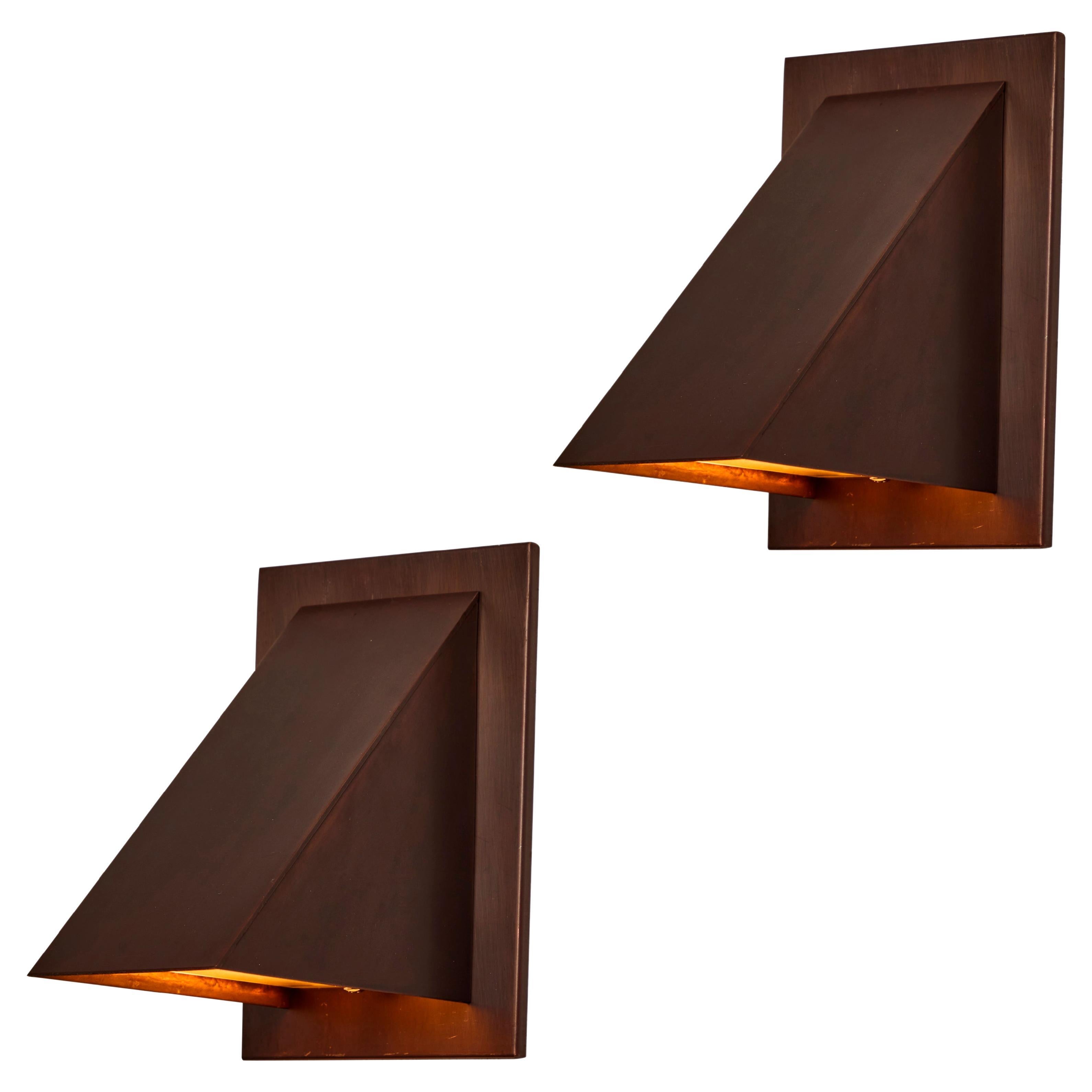 Pair of Jonas Bohlin 'Oxid' Dark Brown Patinated Outdoor Wall Lights ...